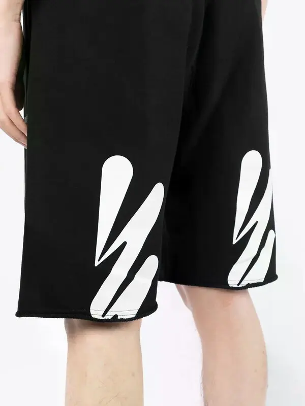 Off-White Wave Diag-print Cotton Track Shorts