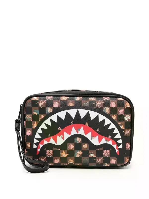 SPRAYGROUND Shark-print Wash Bag - Black