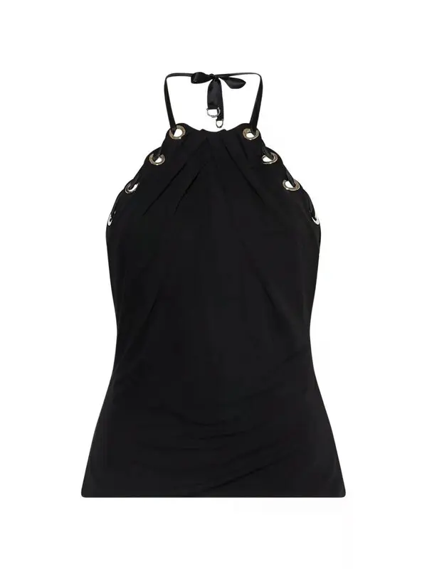 John Richmond Eyelet Lace-up Halterneck Top