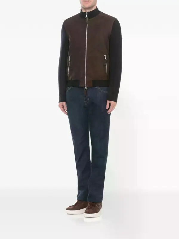 THE JACK LEATHERS Derek Suede Panelled Bomber Jacket