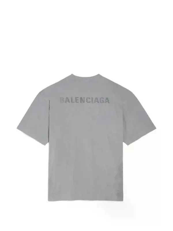 Balenciaga Logo-embroidered Distressed-effect T-shirt - Grey