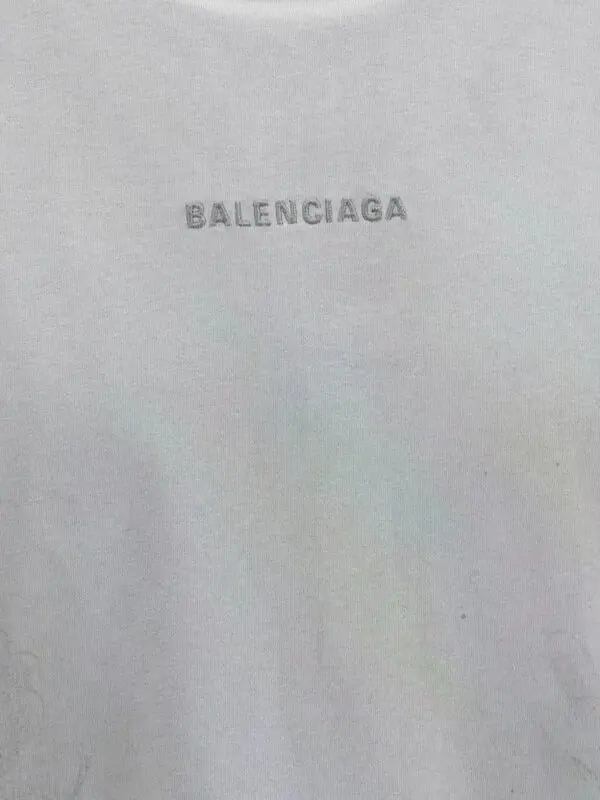 Balenciaga Logo-embroidered Distressed-effect T-shirt