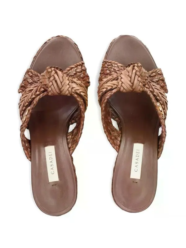 Casadei Woven Platform Block Heel Sandals