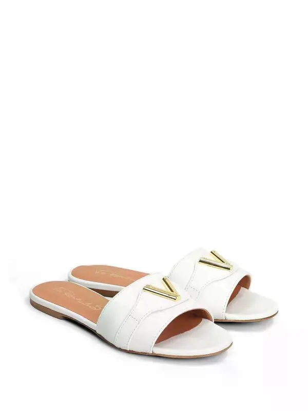 VIA ROMA 15 Logo Leather Flat Sandals