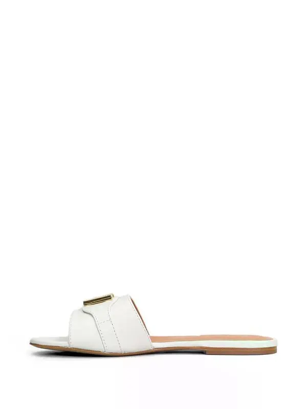 VIA ROMA 15 Logo Leather Flat Sandals
