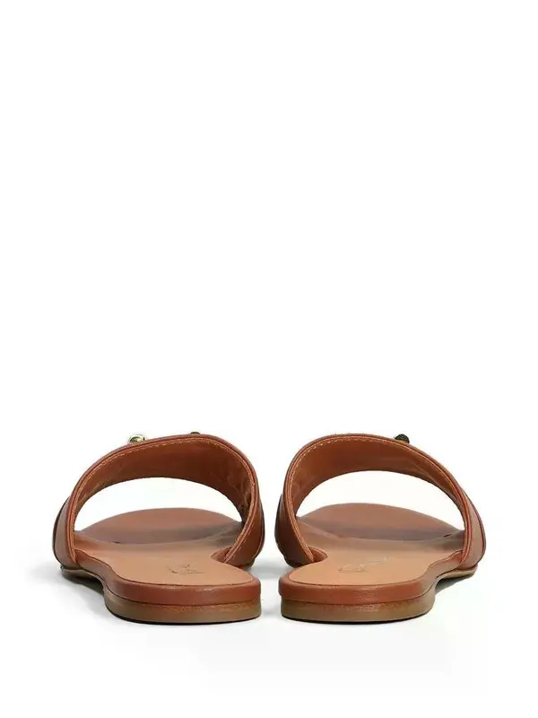 VIA ROMA 15 Leather Logo Plaque Flat Sandals