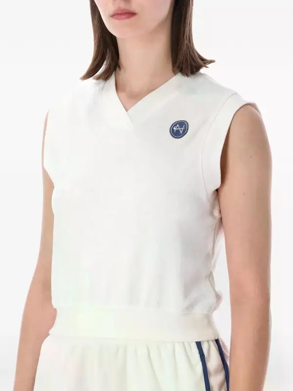 Nike Chill Terry Logo-patch V-neck Top - Neutrals