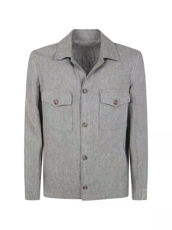 BARBA NAPOLI Linen Shirt Jacket - Grey