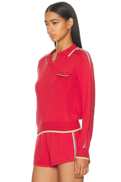 Guest In Residence Cashmere-blend Relay Polo Top - Scarlet