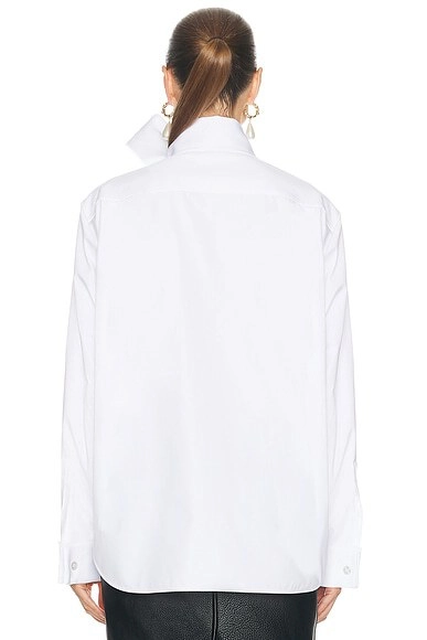 Saint Laurent Cotton Poplin Blouse With Attached Scarf - Blanc
