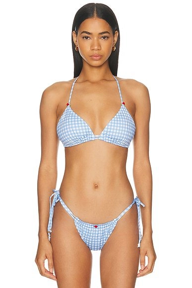 BANANHOT Kyma Bikini Top - Light Blue Gingham
