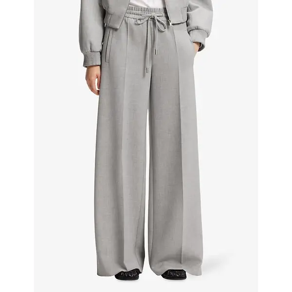 BOSS Oversized-fit Wide-leg Stretch-twill Trousers