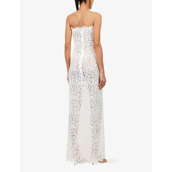 HYPHEN Bandeau Sheer Lace Maxi Dress