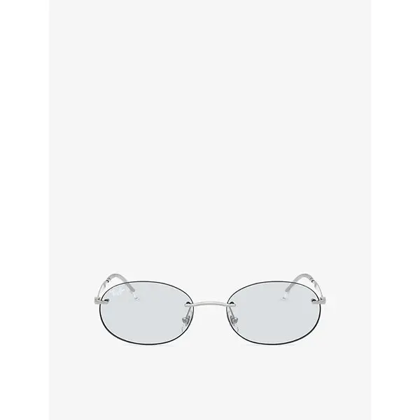 Ray-ban Rb3767 Oval-frame Metal Sunglasses - Silver