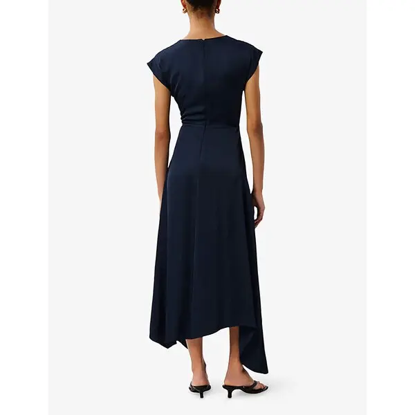 Whistles Lace Insert Asymmetric Hem Midi Dress