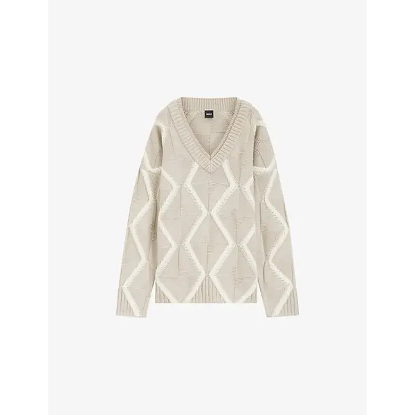 BOSS Aran Knitted Virgin Wool Jumper - Open Miscellaneous