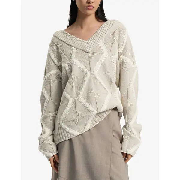 BOSS Aran Knitted Virgin Wool Jumper