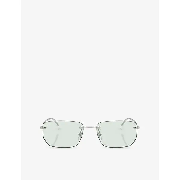 Ray-ban Rb3768 Irregular-frame Metal Sunglasses - Silver