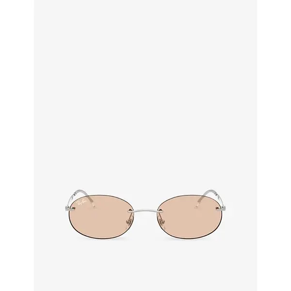 Ray-ban Rb3767 Oval-frame Metal Sunglasses - Silver