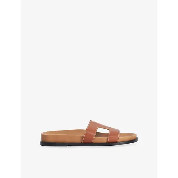 DUNE Loupas Leather Footbed Sandals - Tan Leather