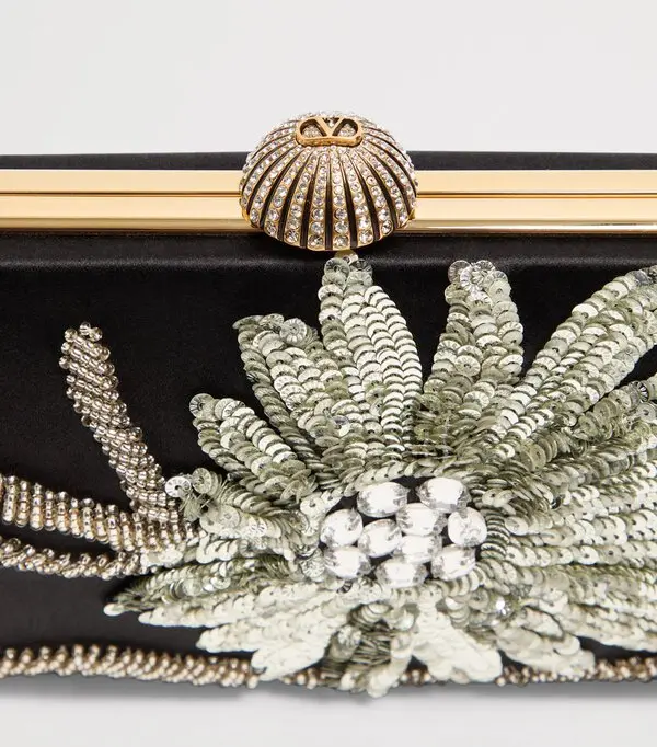 Valentino Garavani Embellished Floral Clutch Bag