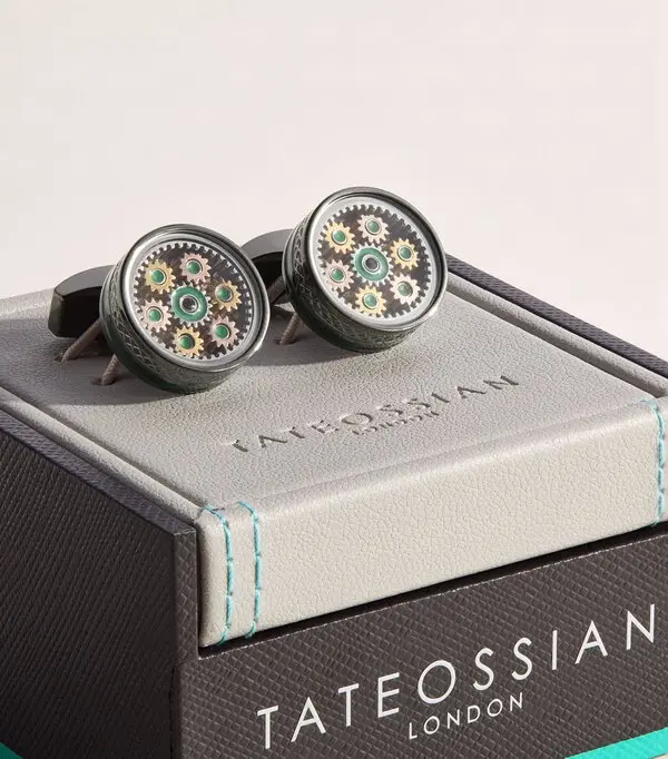 Tateossian Gunmetal Septa Gear Cufflinks