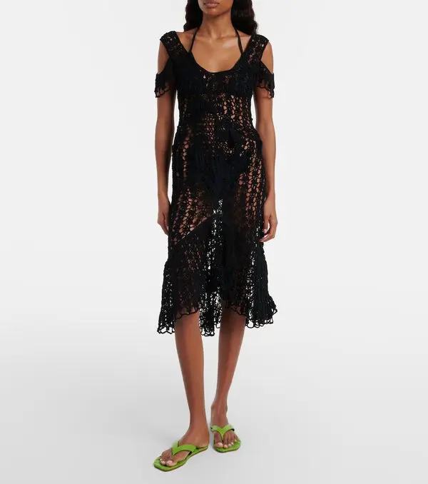JW Anderson Ruffled Crochet Midi Dress