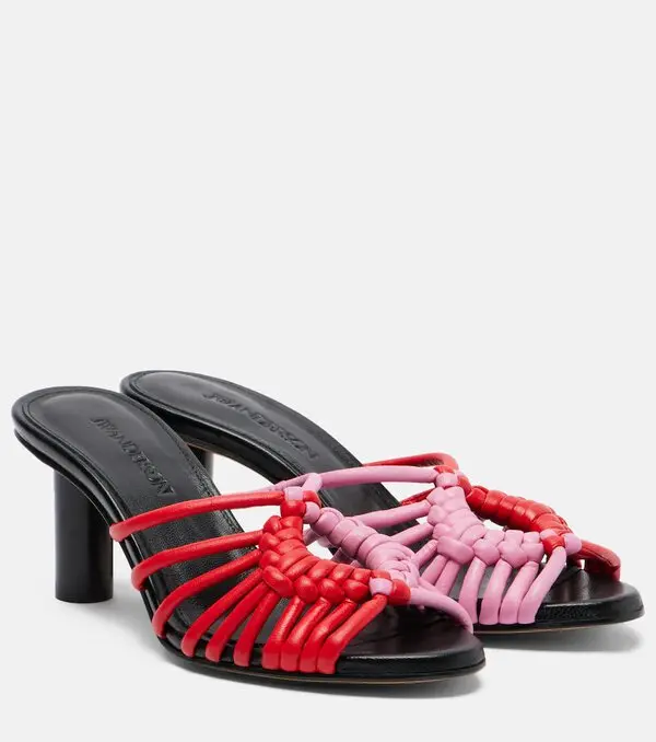 JW Anderson Woven Leather Heeled Sandals - Red