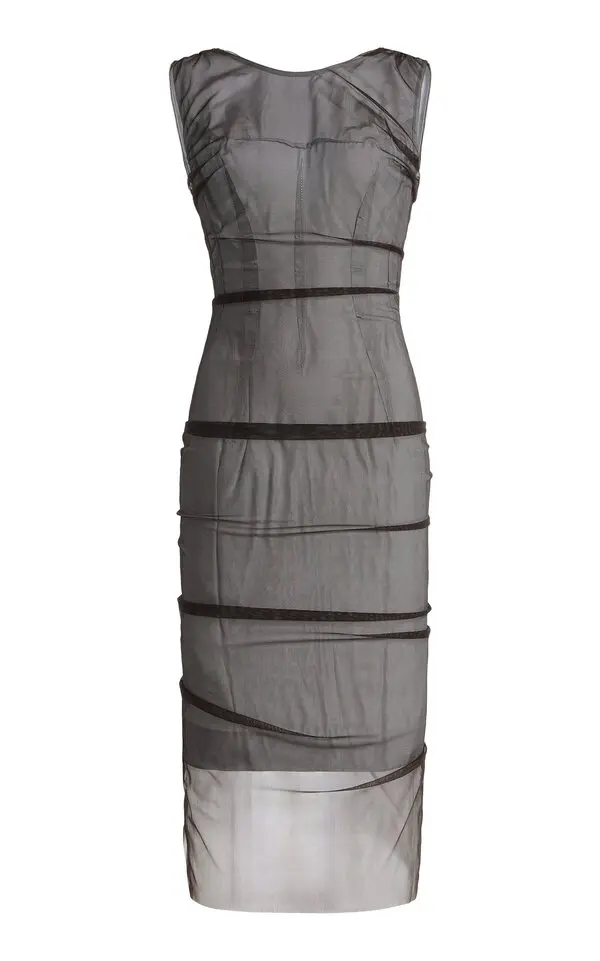 MAISON MARGIELA Sheer Panel Midi Dress - Multi