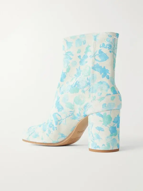 MAISON MARGIELA Tabi Split-toe Floral-print Suede Ankle Boots
