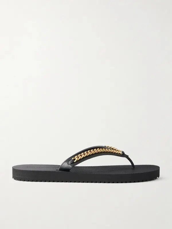 Stella McCartney Falabella Embellished Flip Flops - Black