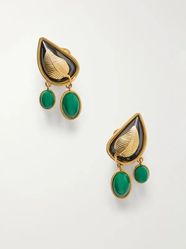 SONIA PETROFF Gold-plated Leaf Motif Earrings - Multi