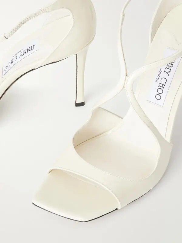 JIMMY CHOO Azia 95 Patent Leather Sandals - Neutrals
