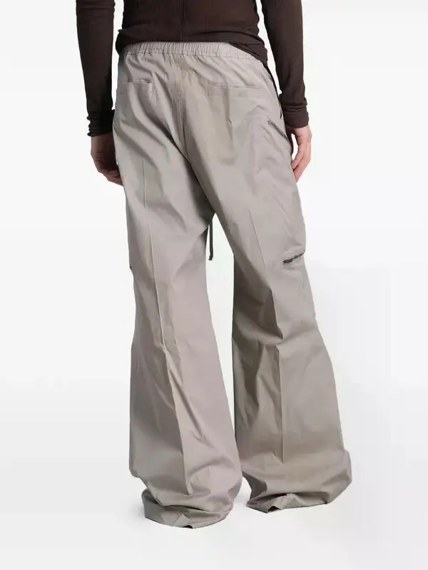 Rick Owens Heizer Belas Drawstring Cotton Trousers With Zip Detailing - Grey