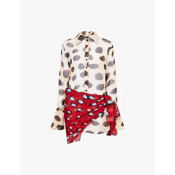 RAT AND BOA Nilah Printed Sheer Shirt Dress