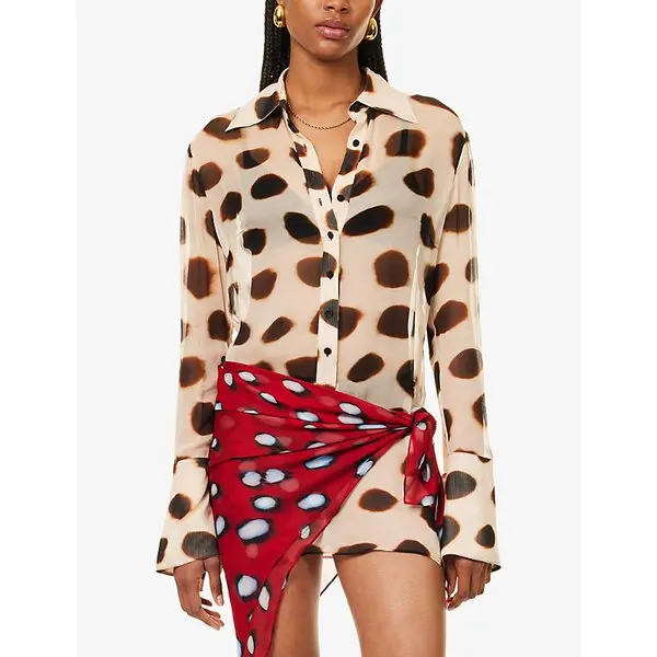 RAT AND BOA Nilah Printed Sheer Shirt Dress
