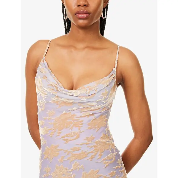 RAT AND BOA Athena Flocked-print Silk-blend Maxi Dress
