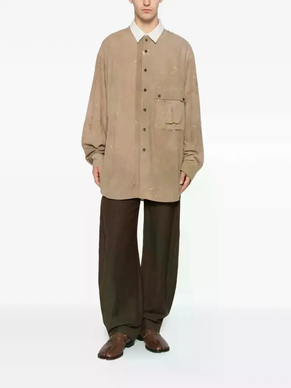 ZIGGY CHEN Paint-splatter Chest-pocket Shirt