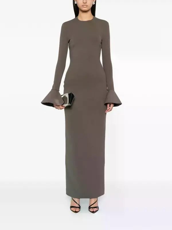 Solace London Alicia Flare-sleeve Maxi Dress - Grey