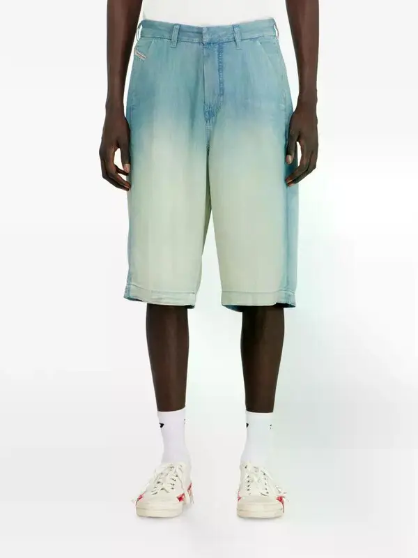 DIESEL® Wide Leg Gradient Denim Shorts