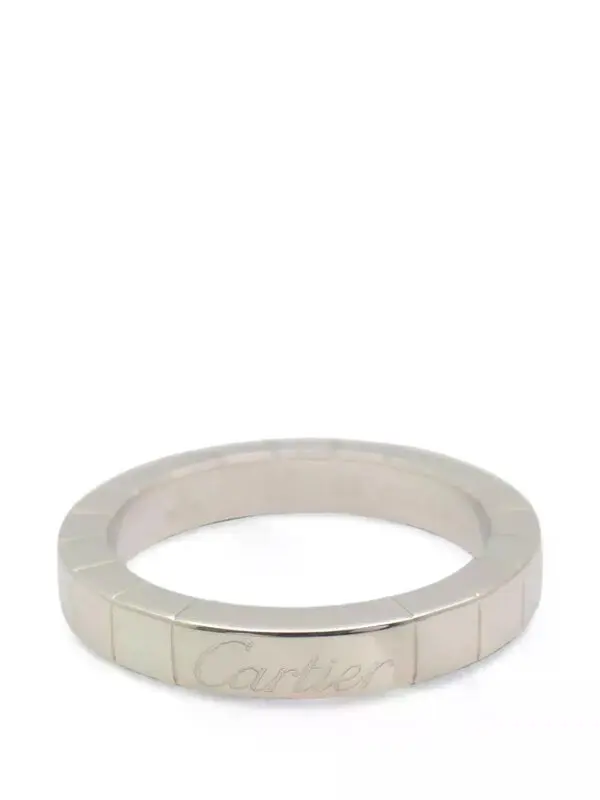 Cartier 18k White Gold Lanière Engraved Logo Ring - Silver