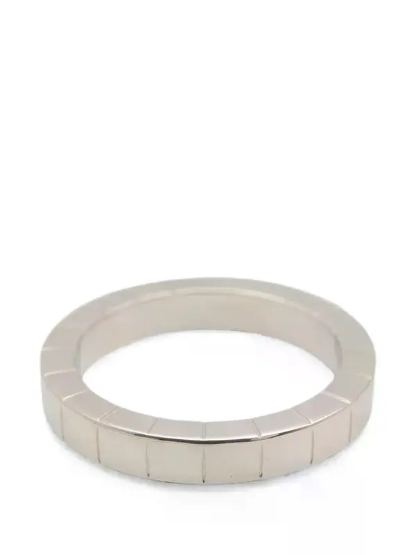 Cartier 18k White Gold Lanière Engraved Logo Ring - Silver