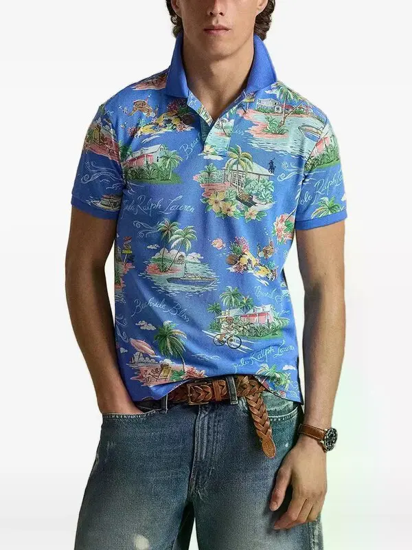 Polo Ralph Lauren Tropical-print Pique Polo Shirt