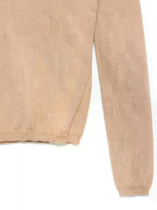 Prada Beige Fine Knit Crew Neck Long Sleeve Top