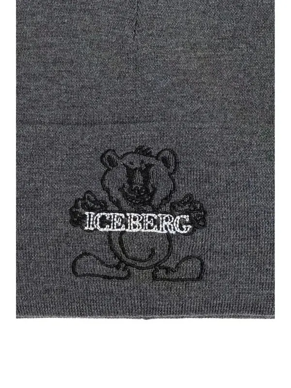 Iceberg Logo Embroidered Wool Beanie