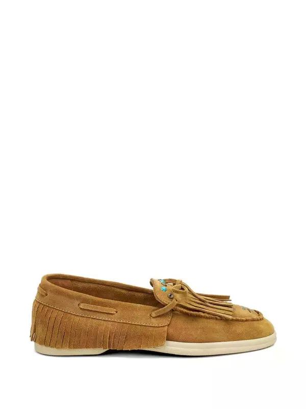 FRAU Fringed Bead-embellished Loafers