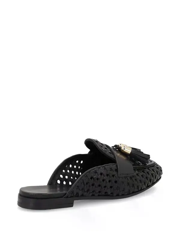FRAU Woven Mules With Tassel Detail - Black
