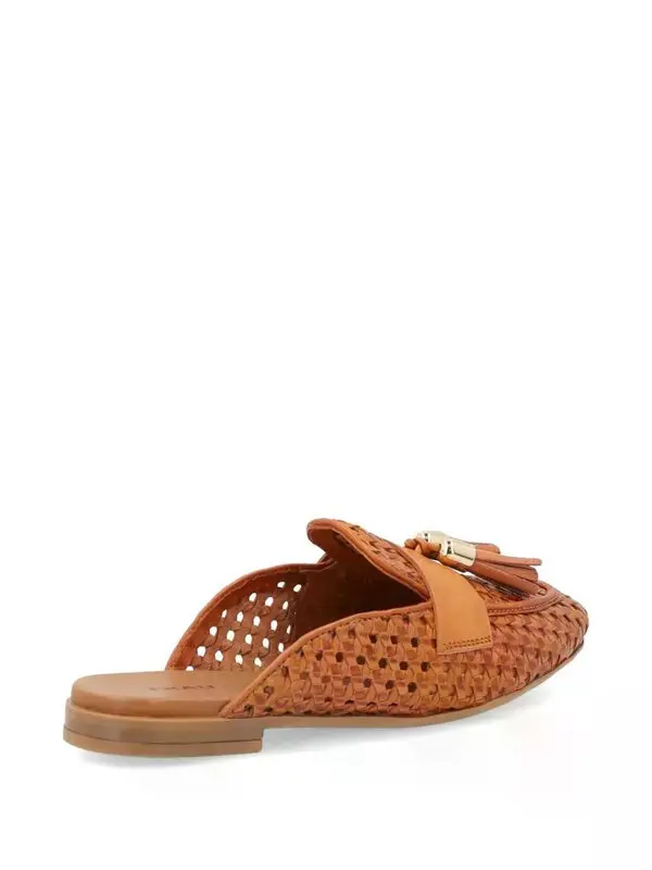 FRAU Woven Tassel Detail Mules - Brown