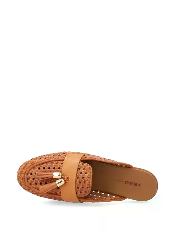 FRAU Woven Tassel Detail Mules - Brown