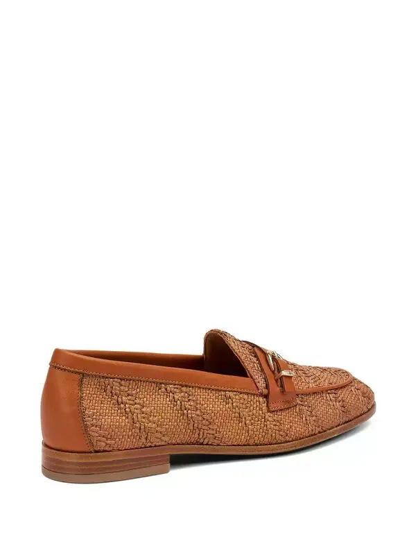 FRAU Herringbone-effect Loafers With Gold-tone Buckle - Brown